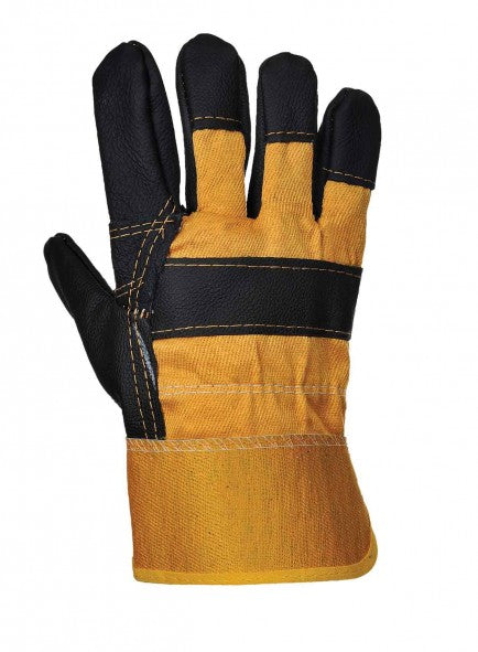 A200 Furniture Hide Rigger Gloves Black/Yellow - Forum Safety Footwear